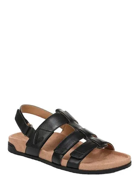 Vionic Leather Fisherman Slingback Sandals - Black