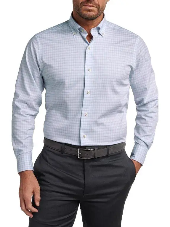 David Donahue Twill Check Cotton Sport Shirt - Pink/sky