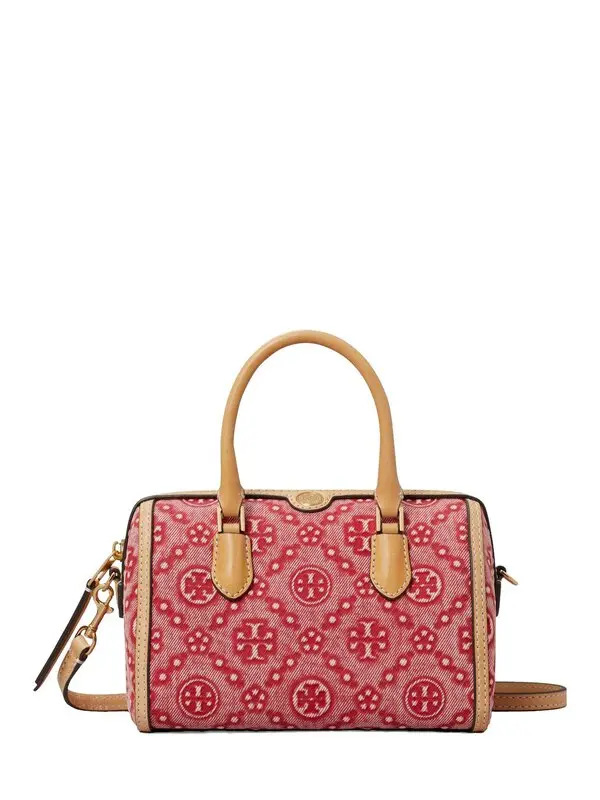 Tory Burch Petite T Monogram Jacquard Barrel Bag - Brilliant Red