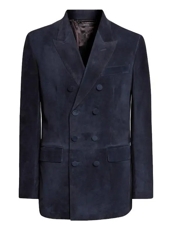 TOM FORD Cashmere Suede Peacoat - Navy