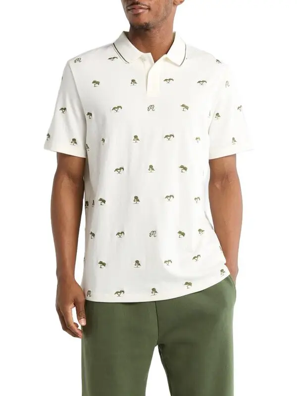 MALBON Torrey Pines Embroidered Polo - Egret