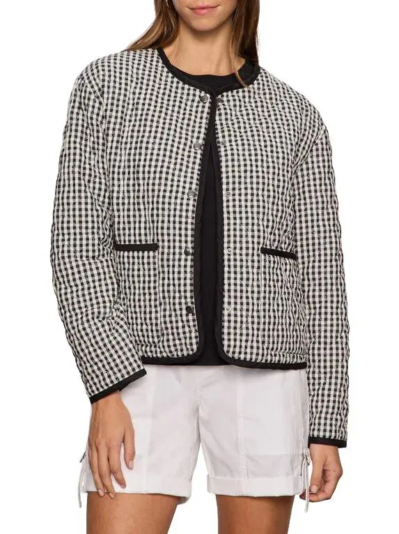 Sanctuary Gingham Quilted Cotton Blend Jacket - Black