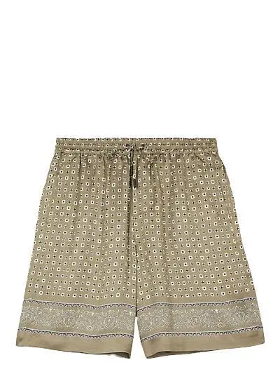 The Kooples Bandana-print Drawstring-waist Woven Shorts - Foret