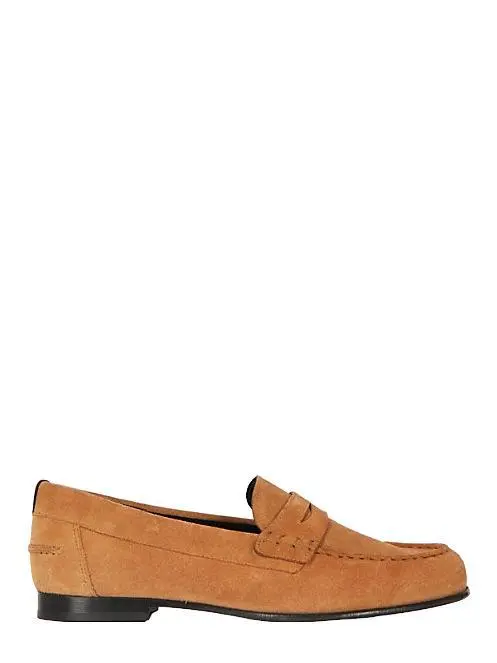 The Kooples Suede Penny Loafers - Caramel