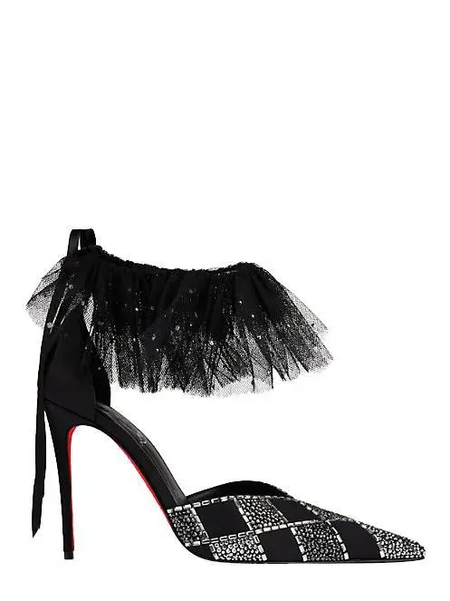 CHRISTIAN LOUBOUTIN Doria Offenbee 100 Heeled Sandals - Vers Black/lin Black