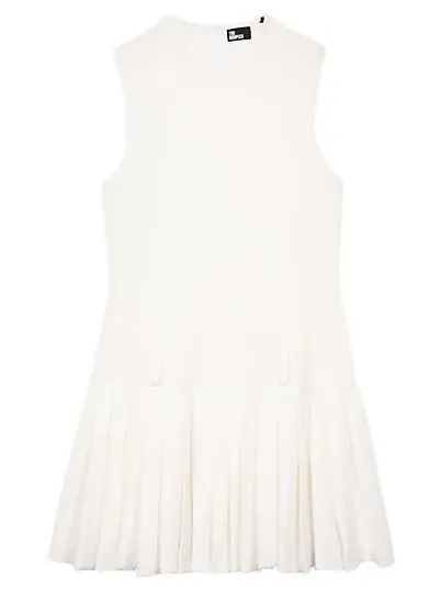 The Kooples Sleeveless Pleated Mini Dress - Light Beige