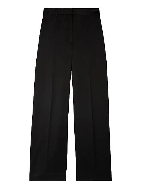 The Kooples Mid-rise Wide-leg Woven Trousers - Black