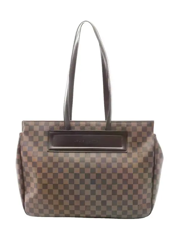 LOUIS VUITTON 1999 Chequered Leather Tote Bag - Brown