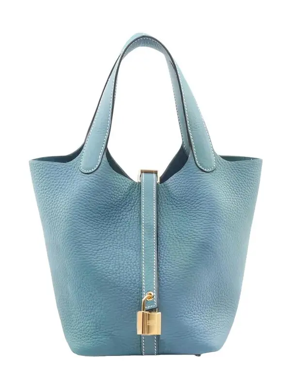 Hermès Pm Picotin Lock Grained-leather Tote Bag - Blue
