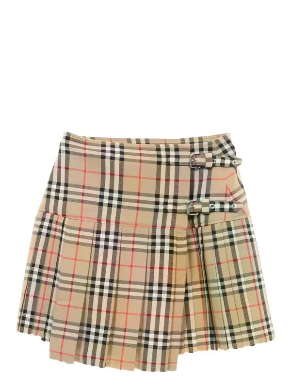 Burberry Checked Pleated Mini Skirt - Neutrals