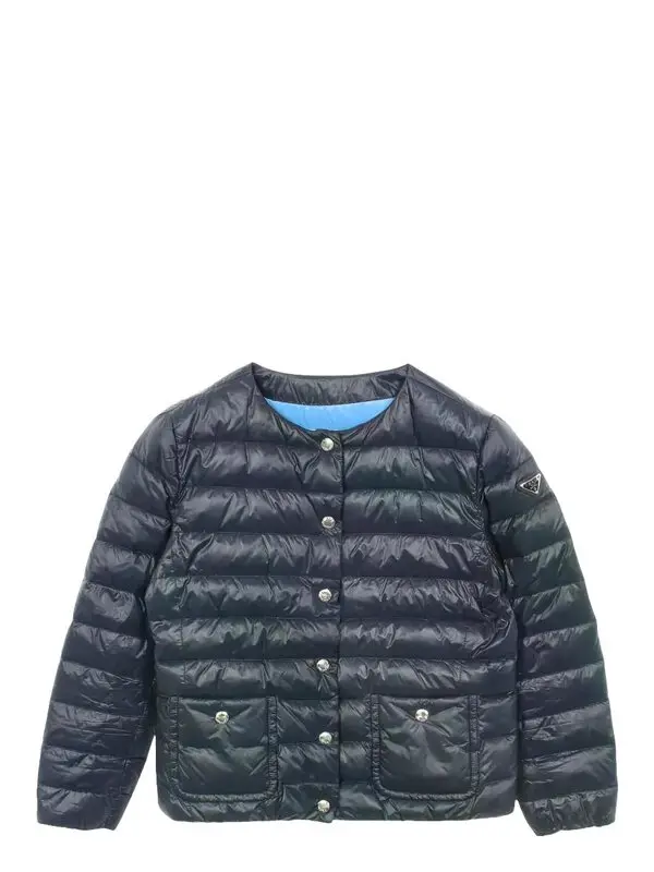 Prada 2000s Logo-plaque Padded Jacket - Blue