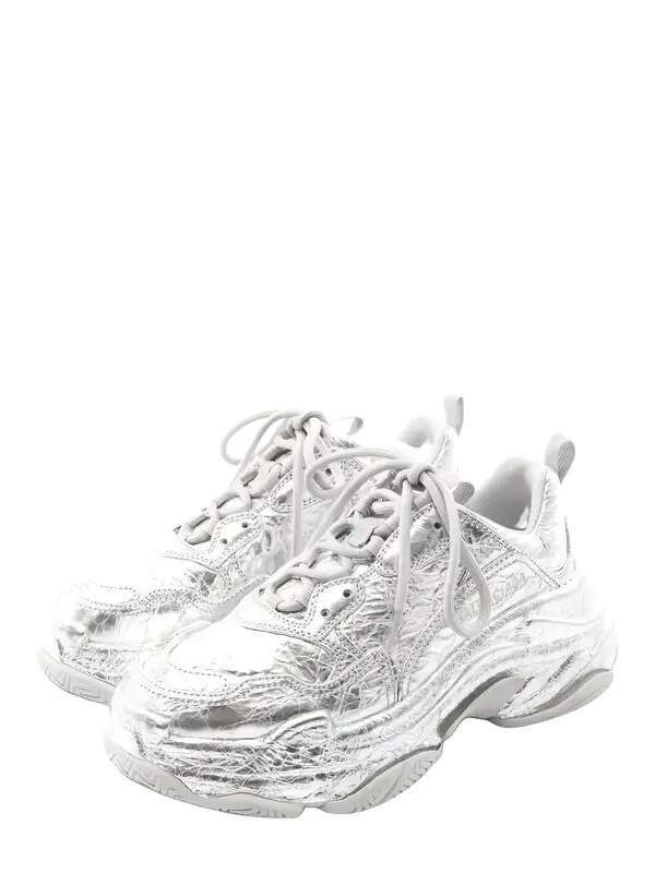 Balenciaga Triple S Leather Sneakers - Silver