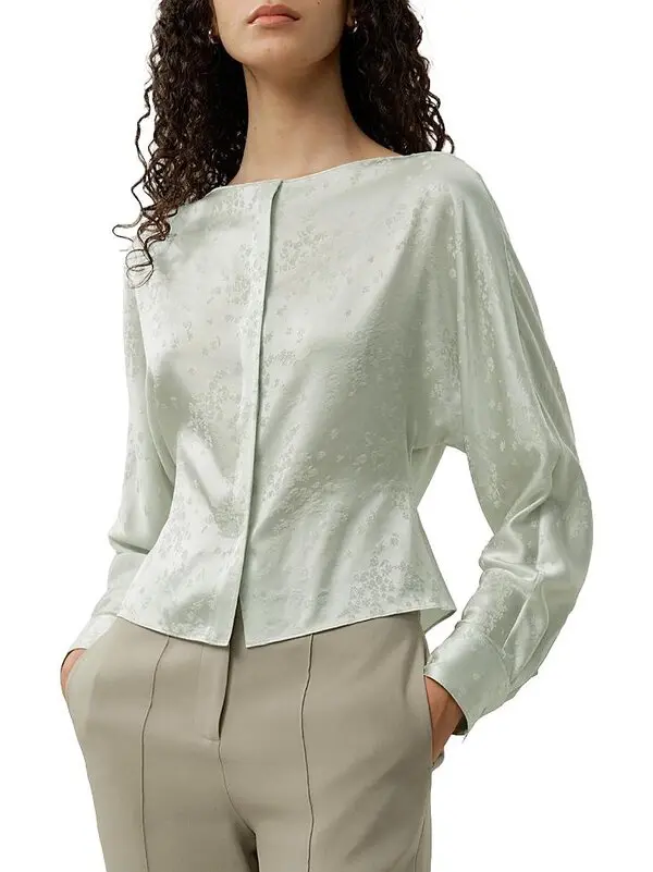 Lilysilk Ying Jacquard Silk Blouse - Jade Green
