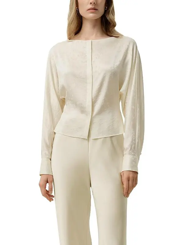 Lilysilk Ying Jacquard Silk Blouse - Lily White