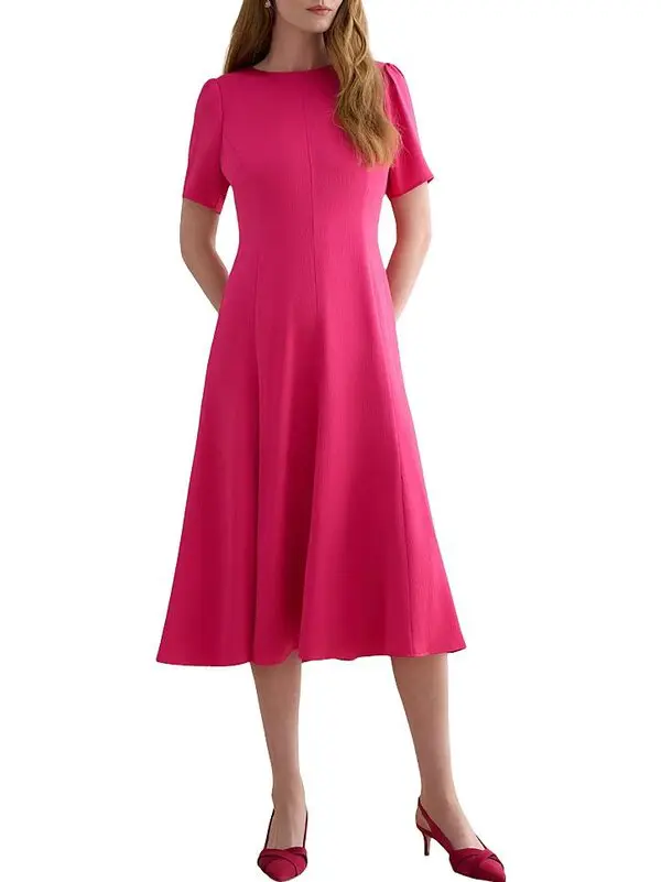 HOBBS LONDON Camille Hammered Satin Midi Dress - Bright Pink