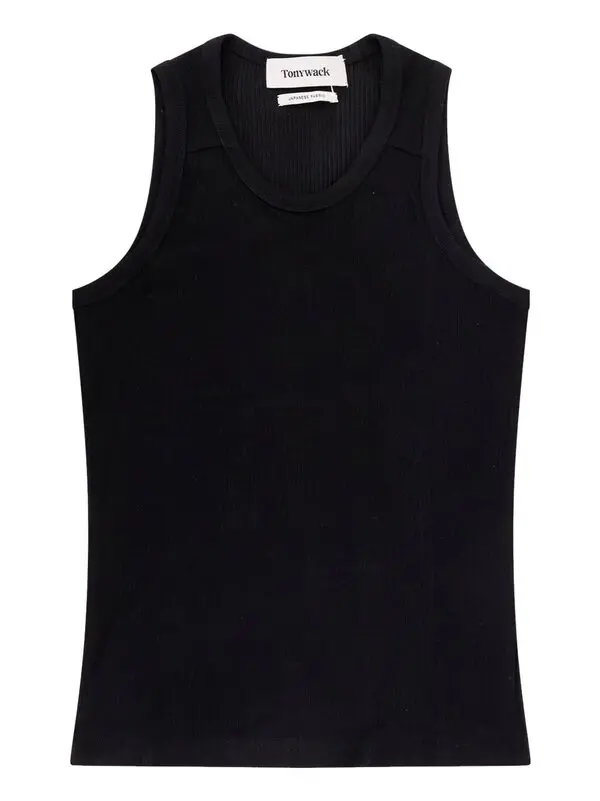 TONYWACK Lyocell Blend Ribbed Tank Top - Black