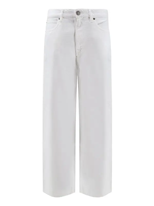 Pinko Denim Trousers With Love Birds Stitching - White