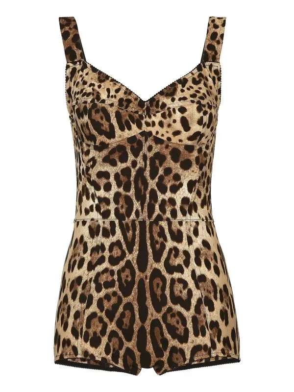 Dolce & Gabbana Leopard-print Charmeuse Bodysuit - Animal Print