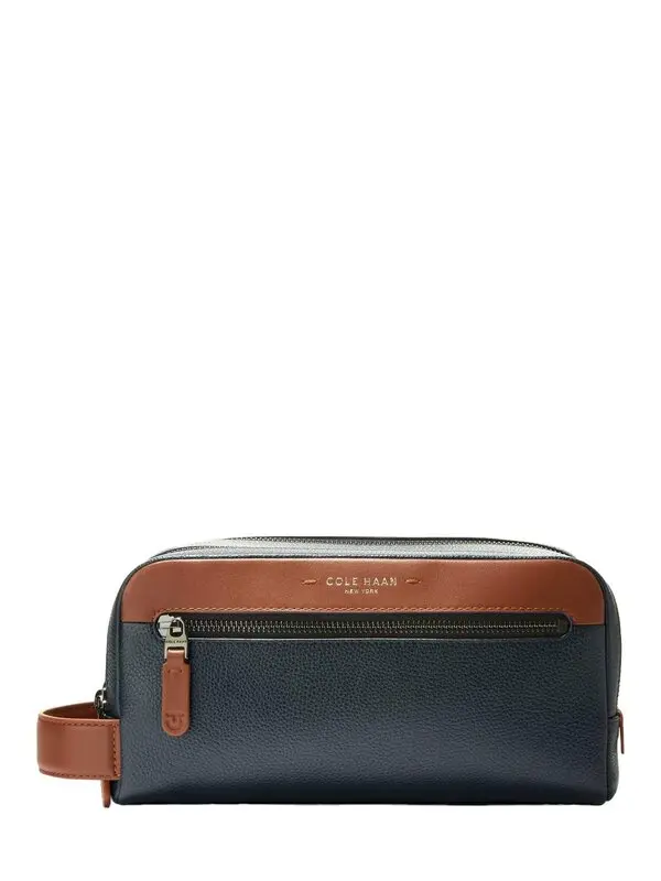 Cole Haan Damon Leather Dopp Kit - Navy Blazer/new British Tan