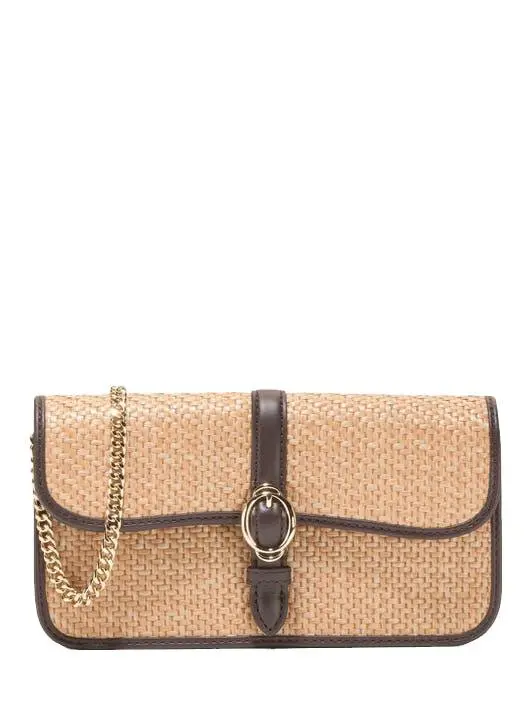 Cole Haan Alexandria Clutch - Natural Raffia/dark Chocolate