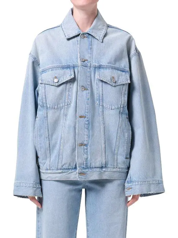 AGOLDE Oversized Denim Trucker Jacket - Scroll Light Indigo
