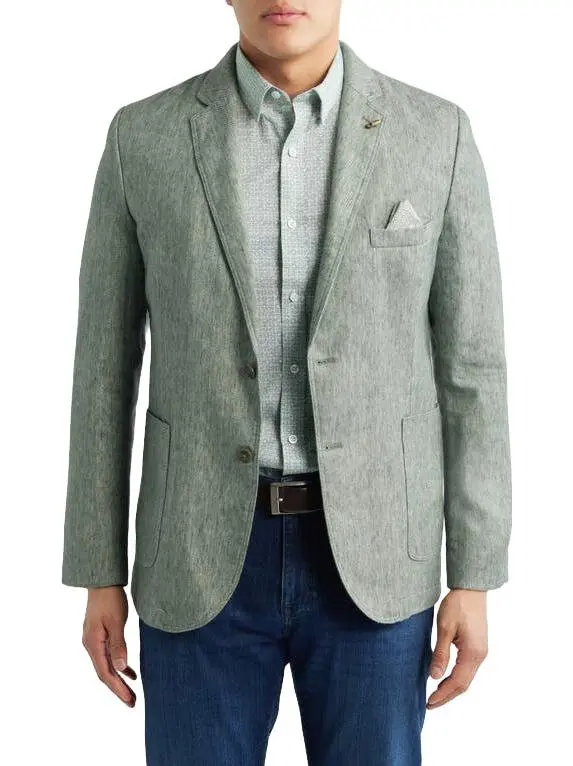 Johnston & Murphy Conley Linen Blend Blazer - Sage Washed Linen