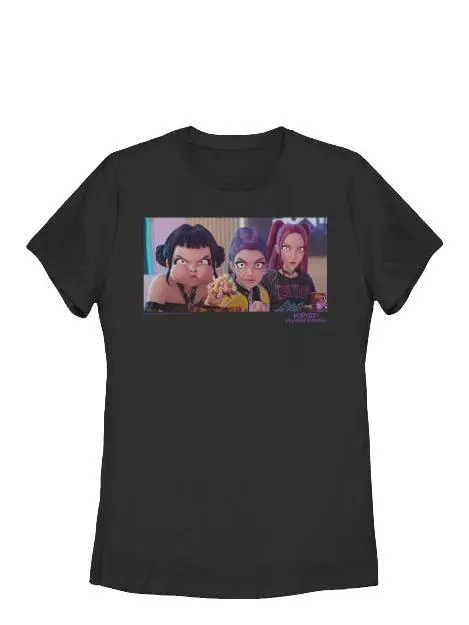 KPOP DEMON HUNTERS Angry Trio Scene Graphic T-shirt - Black