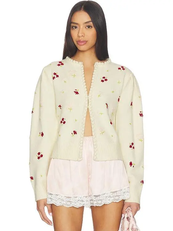 Majorelle Talia Cardigan - Cream With Pink Multi