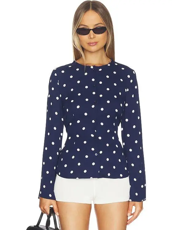Baum Und Pferdgarten Madelie Blouse - Navy Creme Dot