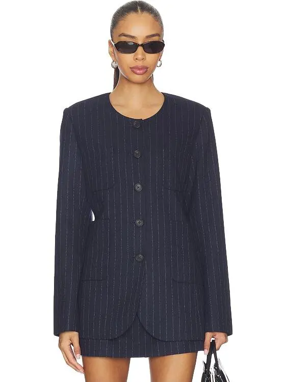 FAVORITE DAUGHTER The Busy Jacket - Navy Pinstripe