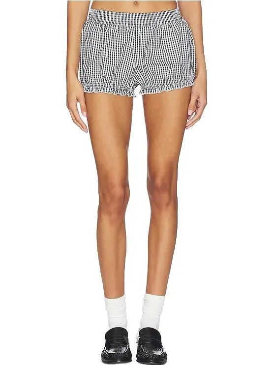 MORE TO COME Halley Bloomer Short - Black Gingham