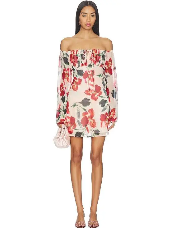 Minkpink Arabella Off Shoulder Dress - Red Floral