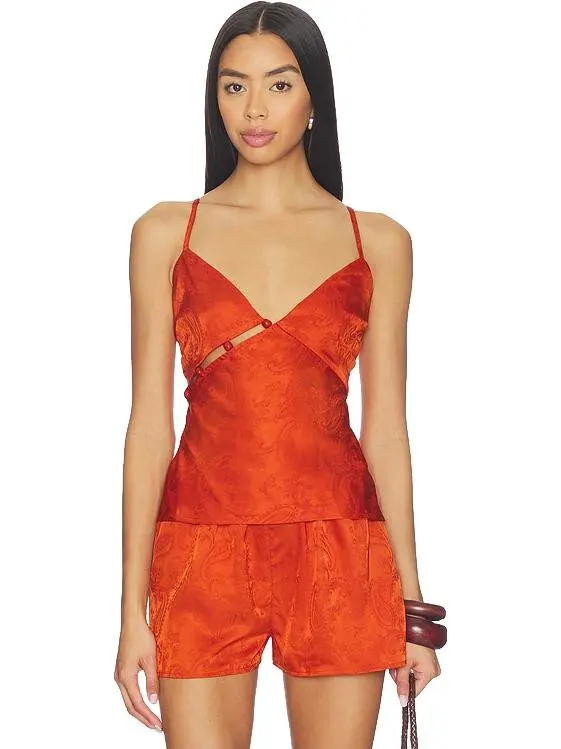 Minkpink Valencia Beaded Cami - Paprika Paisley