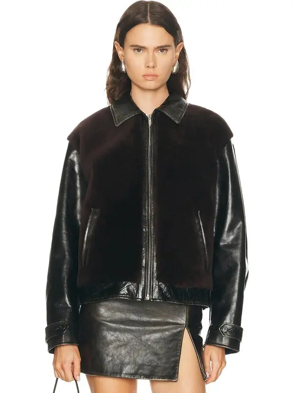 Miu Miu Vitello Leather Jacket - Nero