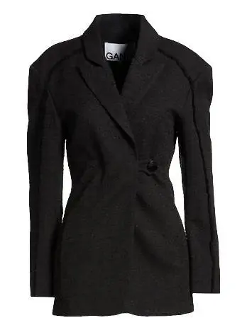 GANNI Double-breasted Bouclé Blazer - Black