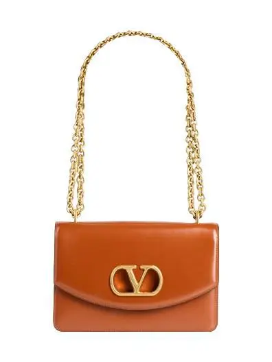 Valentino Garavani Leather Flap Shoulder Bag - Brown