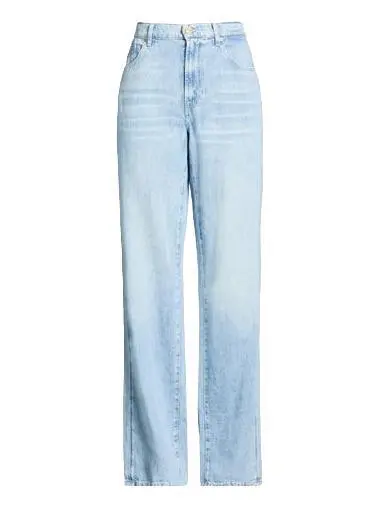 7 For All Mankind Cotton Linen Straight-leg Jeans - Blue