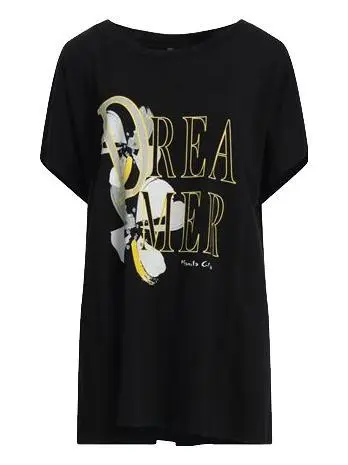 MANILA GRACE Printed Cotton T-shirt - Black