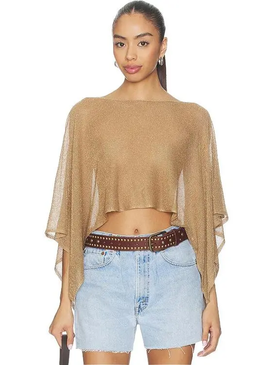 MORE TO COME Orson Knit Poncho - Tan