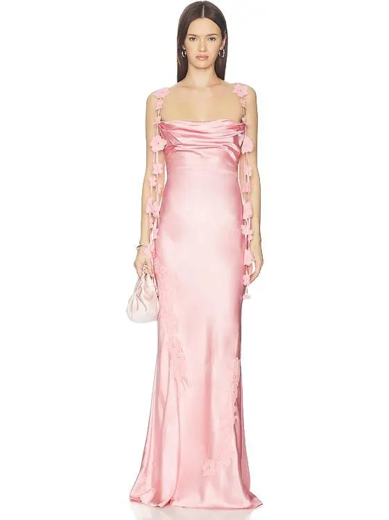 Nbd Inaya Gown With Floral Applique - Blush