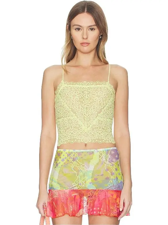 Free People Lace Cami - Lemon