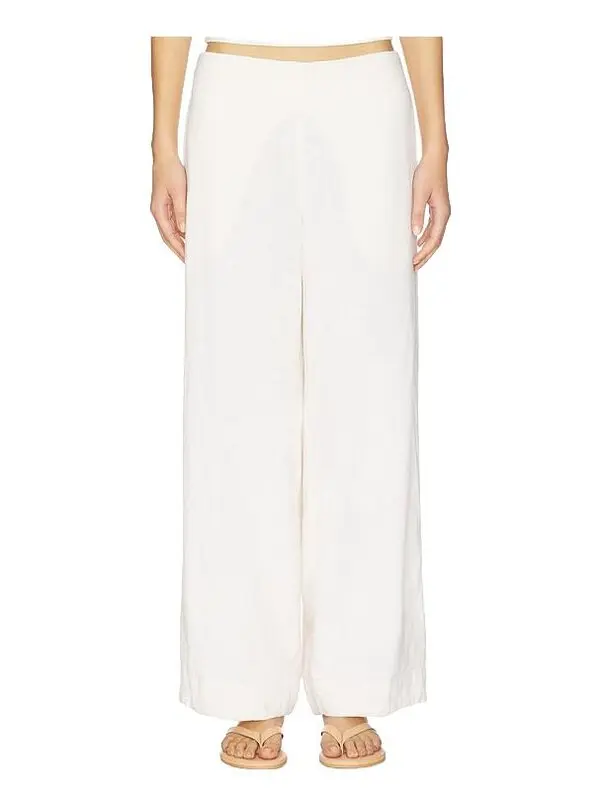Free People Demi Cotton Linen Wide Leg Pants - Ivory