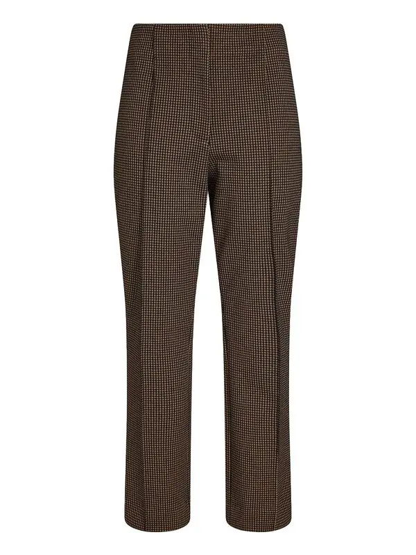 Veronica Beard Kean Cropped Houndstooth Flared Pants - Brown