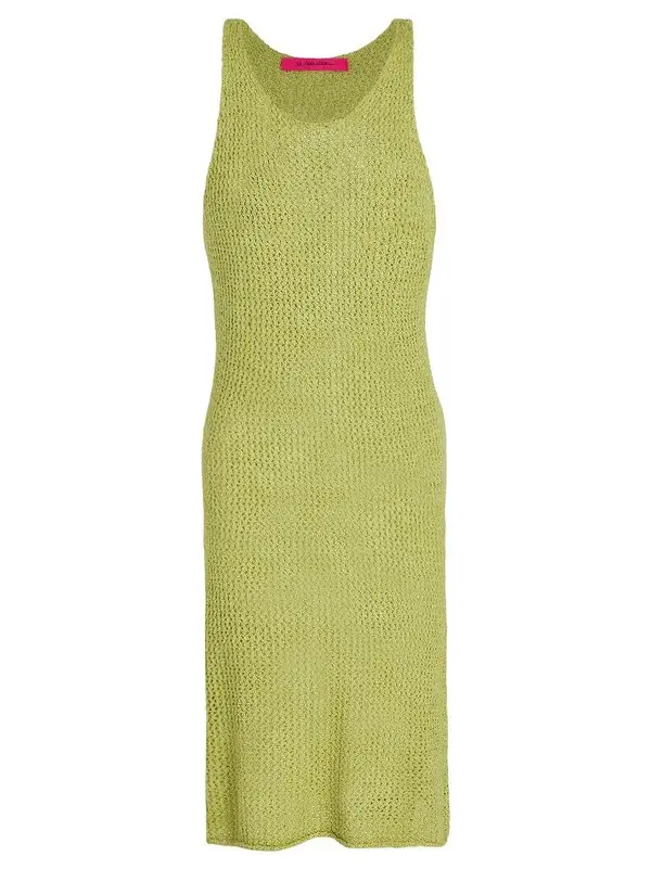 THE ELDER STATESMAN Bouclé-knit Mulberry Silk Mini Dress - Light Green