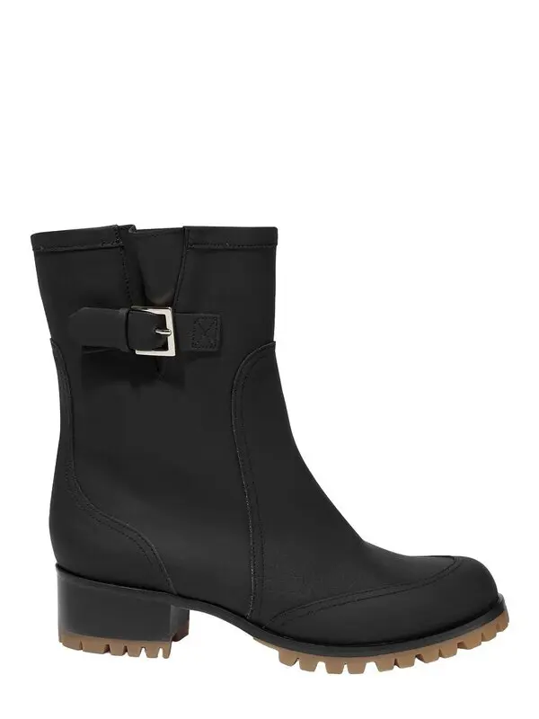 Red Valentino Coated Leather Ankle Boots - Black