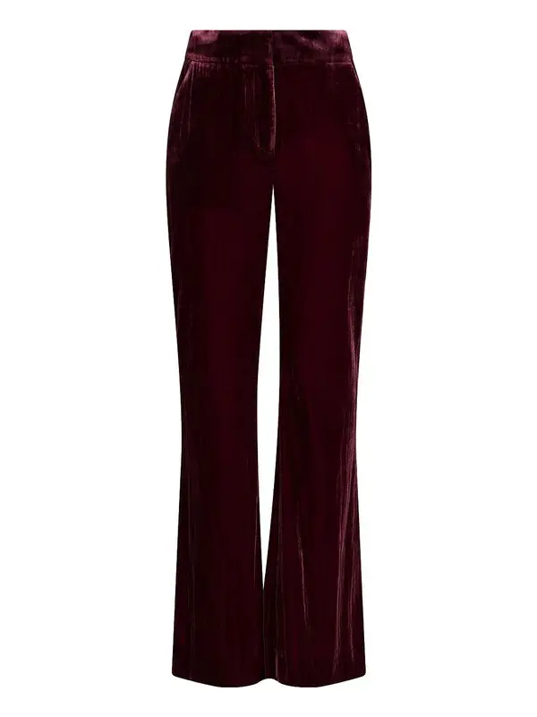 Veronica Beard Lebone Velvet Wide-leg Pants - Burgundy