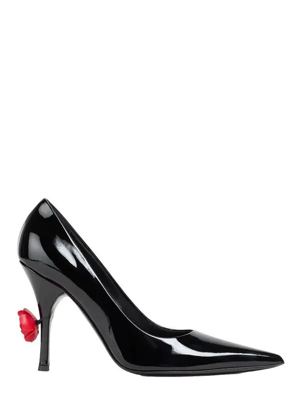 Magda Butrym Floral Appliquéd Patent-leather Pumps - Black