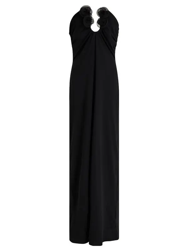 Magda Butrym Strapless Floral-appliquéd Maxi Dress - Black