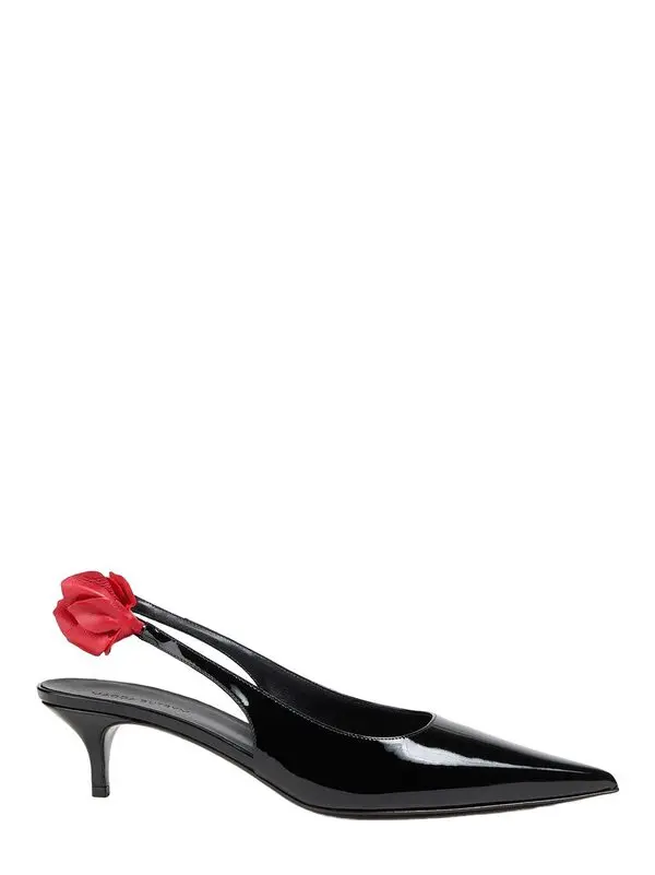 Magda Butrym Floral Appliquéd Slingback Pumps - Black