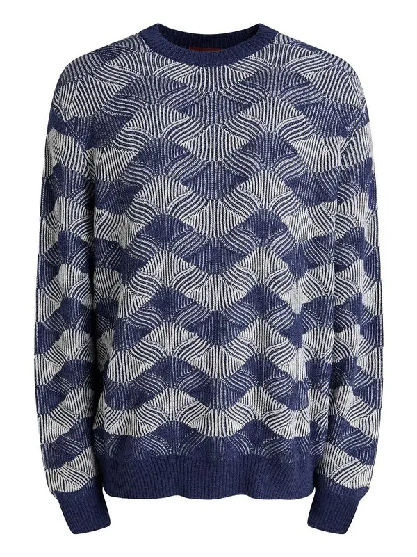 Missoni Jacquard-knit Wool And Cotton-blend Sweater - Navy
